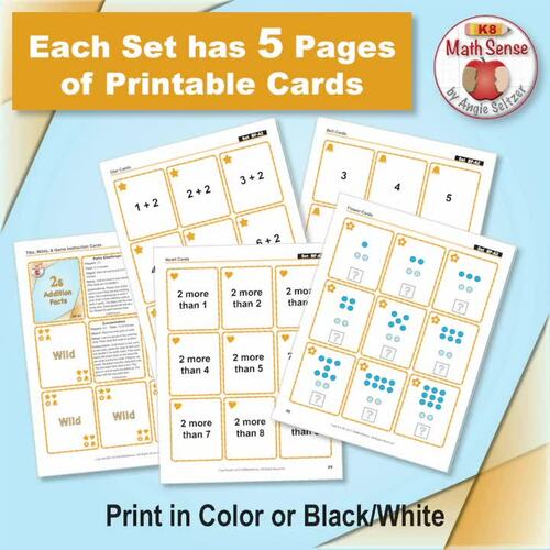 1s 2s 3s Addition Facts with Models: 3 Card Games & Activities | Number ...