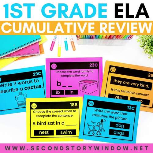 1st Grade Language Arts Cumulative Review Editable ELA Google Slides ...