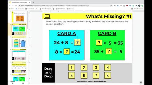3rd Grade Division within 100 | Digital Centers | Google Classroom™