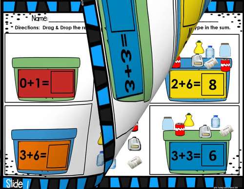 Digital Earth Day Recycling Addition & Subtraction Facts 0-20 for ...