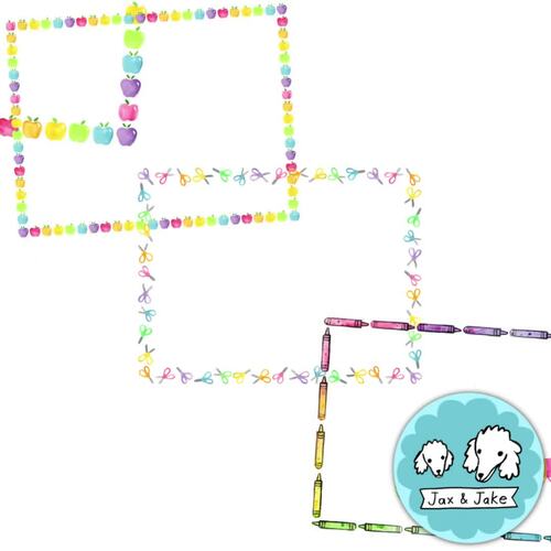 Rainbow Watercolor School Clipart Borders - Colorful Teacher Clip Art ...