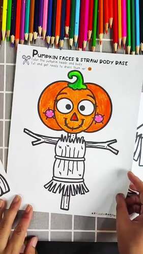 Pumpkin Scarecrow Puppet Halloween Craft – Fall Color, Cut & Fun Build ...