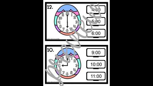 Easter Telling Time to the HOUR Clip It Task Cards by Teach 2 Grow with ME