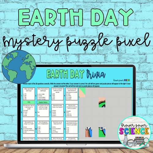 Earth Day Mystery Picture Pixel by Brower Power Science | TPT