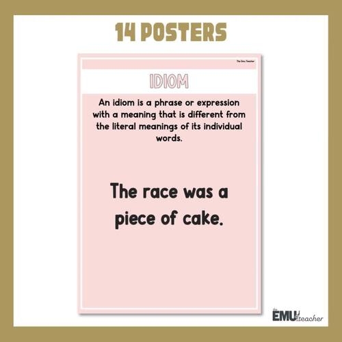 Figurative Language Poster Rosy Haze Idiom Simile Hyperbole Metaphor ...