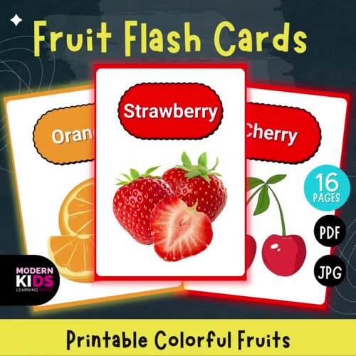 Colorful Printable Fruit Flash Cards by ModernKids LearningPress