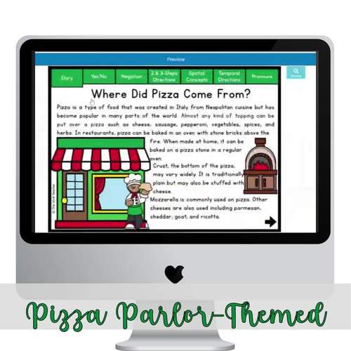 2 Steps Directions with Spatial Concepts Pizza Theme Boom™ Cards