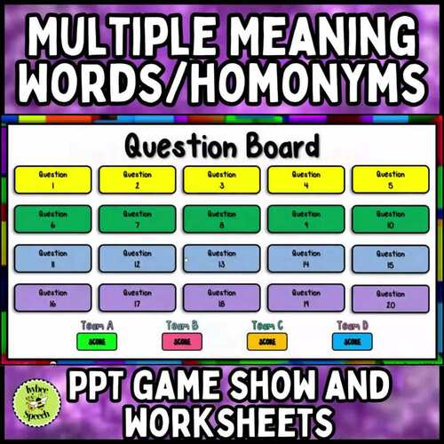 Multiple Meaning Words Homonyms Game Show Powerpoint Activity and ...