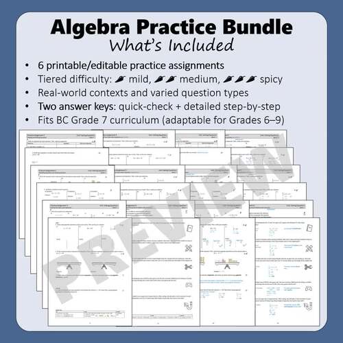 Solving Equations Whole Solutions Leveled Practice Assignment Bundle ...