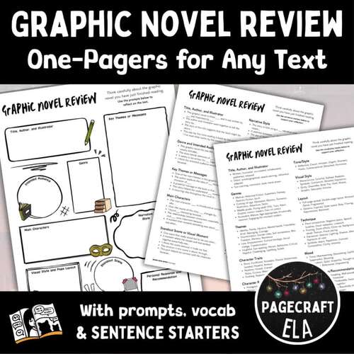 Graphic Novel Review One-Pager Pack | Sentence Starters, Icons, and ...