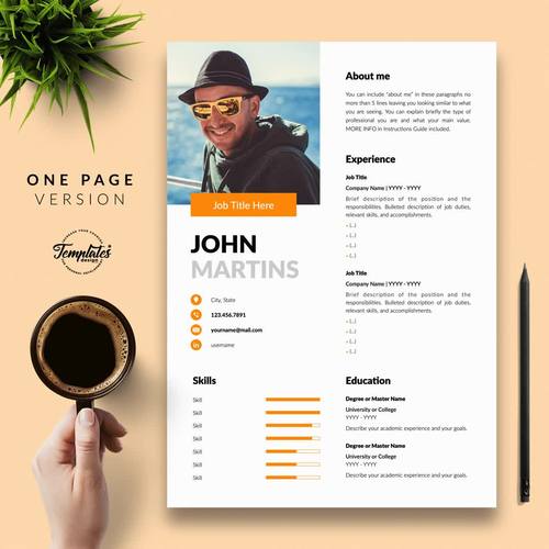 Modern Resume - John Martins / Professional Resume for MS Word & iWork ...