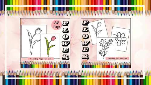 Flowers Coloring Book : Printable Worksheets For Kids. by KhinooDigitalArt
