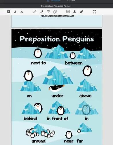 Preposition Penguins Poster Anchor Chart for Prepositions of Location ...