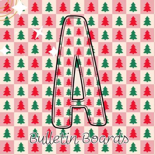 Checkered Christmas Bulletin Board Letters Pink by RobinBirdCreations