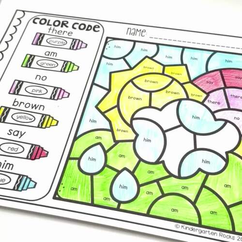 Color by Code Sight Word Printables and Activities Editable ...