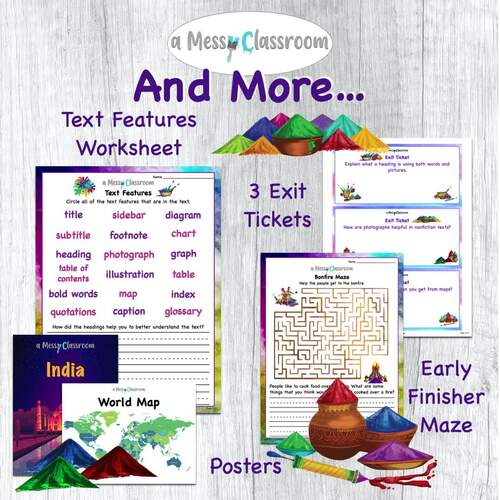 Geography: India Nonfiction Text Features RI.2.5 w/ Task Card Scavenger ...