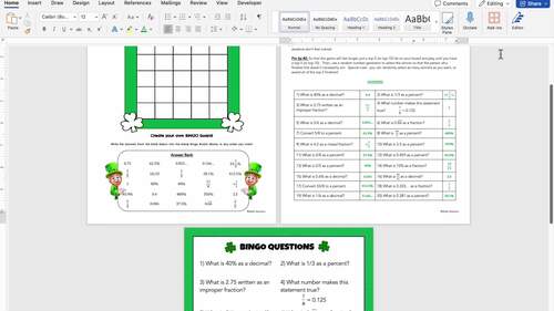 St Patricks Day Math Activity 7th Grade Converting Fractions Decimals ...