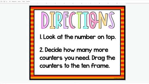 Thanksgiving Math Number Counting Ten Frames for Google Slides Distance ...