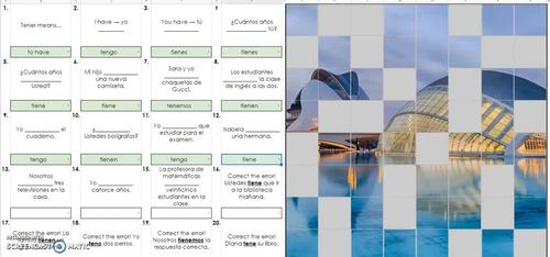 Tener Mystery Picture Multiple Choice Version Conjugation Practice