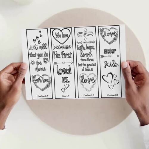 Love Bible Verses Color Your Bookmarks Scripture Coloring Activity ...