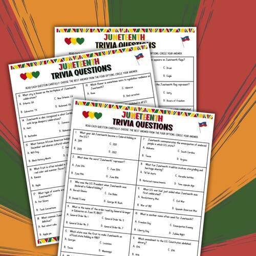 Juneteenth Trivia Game | Printable PDF | 3 Pages + Answer Key | Black ...