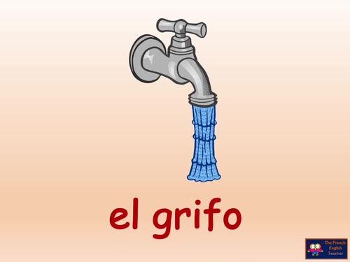 EL CUARTO DE BAÑO - POWERPOINT on BATHROOM objects vocabulary in SPANISH