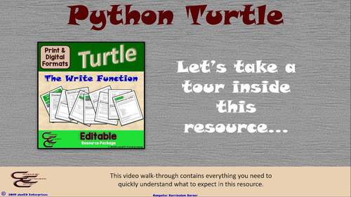 Turtle Write Function Editable Resource Package by Computer Corner