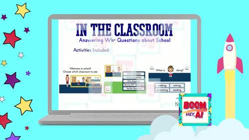 First Day School BOOM CARDS Speech Therapy Answering Questions NO PRINT ...