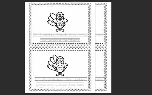 The Turkey's Feathers Little Book Pre-K, Kindergarten, First, TK Tracing