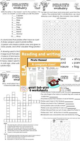 Pirate Reading Comprehension Writing prompts Activities FullDay ELA ...
