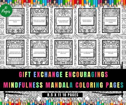 Gift Exchange Encouraging Affirmations Coloring Pages, Printable PDF