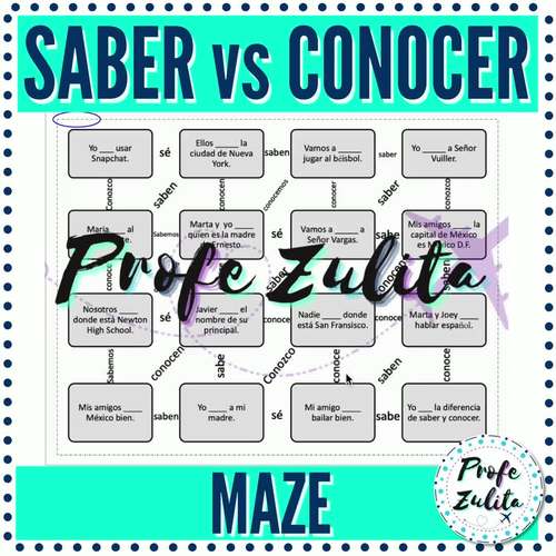 Saber vs Conocer Maze Practice Activity | PDF LABERINTO by Profe Zulita