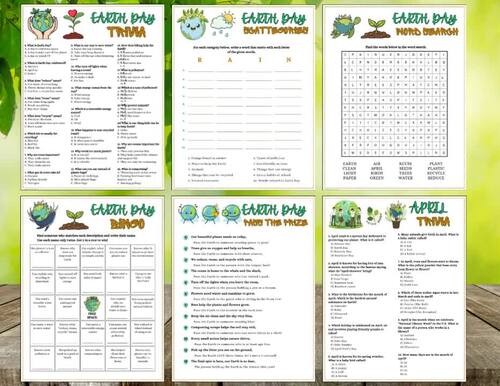 Earth Day Printable Games & April Activity For Grades 3-5 / Earth Day ...