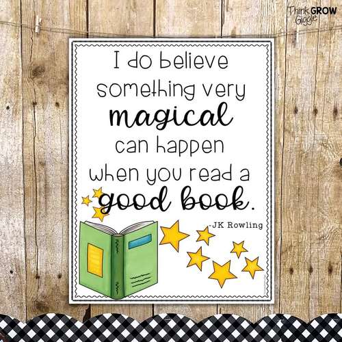 Reading Quotes Posters | Bulletin Board by Think Grow Giggle | TpT