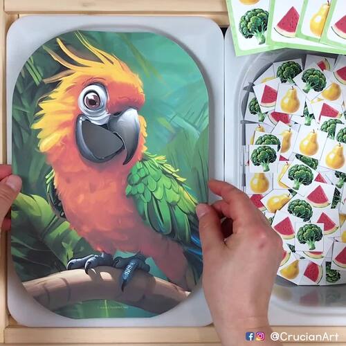 Feed the Parrot Flisat Insert: Match & Count up to 12 Template for ...