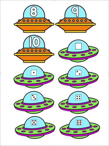 Space Alien Number Search Counting Activity 0-10 Designed for PreK and ...