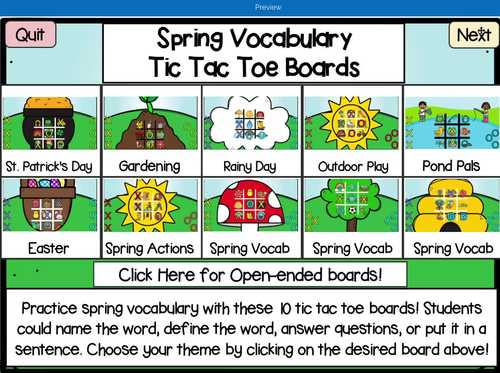 Spring Vocabulary Tic Tac Toe Games Boom Cards™ Speech Therapy Language ...