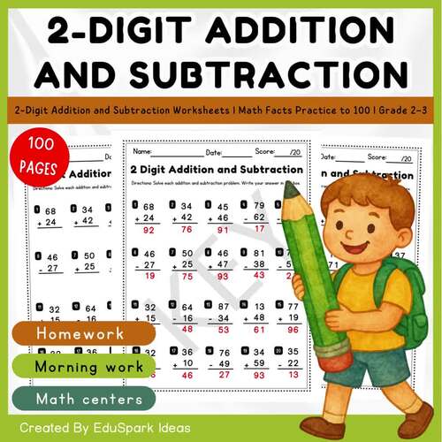 2nd Grade Mixed 2-Digit Addition and Subtraction Worksheet | Math Fluency