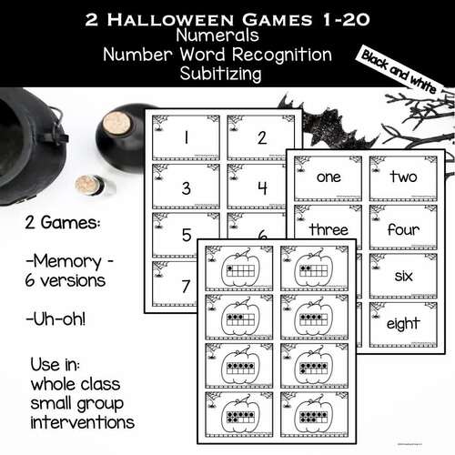 Halloween Number Sense, Subitizing, Number Recognition 1-20 - Kindergarten