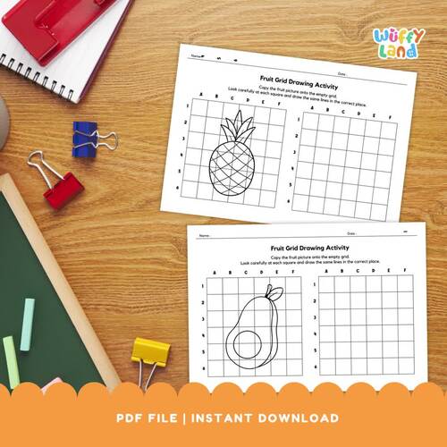 Fruit Grid Drawing | Art Activity & Fine Motor Skills Worksheets by ...