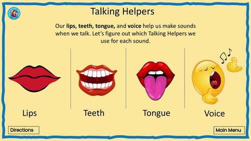 Articulation Speech Sounds: Digital Animated Mouth Positions Picture Chart