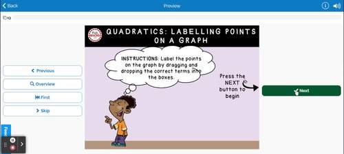 Quadratics Labelling Points on a Graph Digital Boom Cards™ Activity