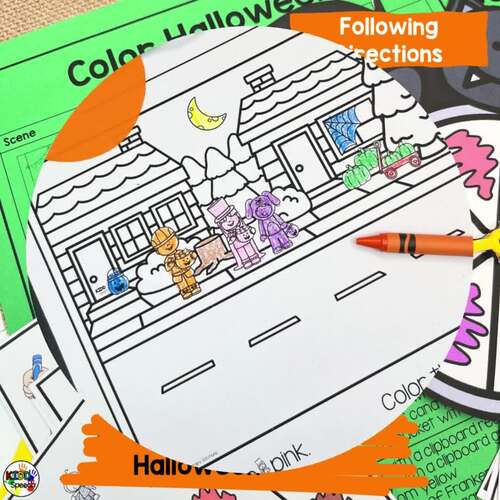 Preschool Speech Therapy Halloween Themed Following Directions Coloring