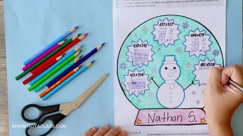 5th Grade Winter Snowman Snowglobe Math Craft January Multiplication ...