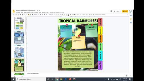 Biomes Digital Interactive Notebook Google Classroom Types of Animal ...