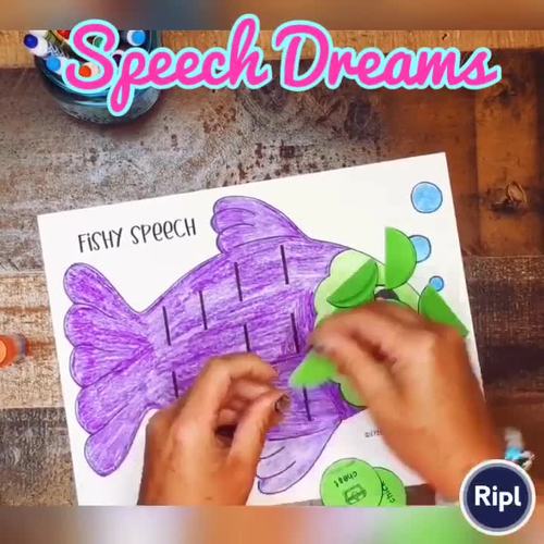 Fish Speech and Language Therapy Activity with Vocalic R Verbs Nouns