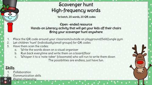 1st batch High-frequency words QR codes Scavenger Hunt_20 words Christmas