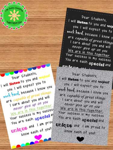 Dear Student Welcome Letter / Poster and Decor | TpT