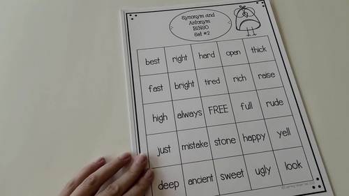 Synonym Antonym Game | BINGO by Learning Under Sail | TpT