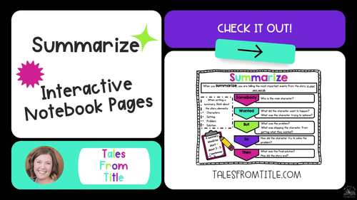 Summarizing Fiction Text Interactive Notebook Pages by Tales from Title